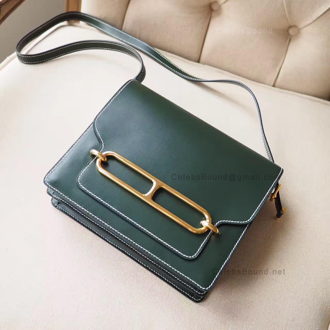 Hermes Roulis 23 Bag in 2q Vert Anglais Tadelakt GHW