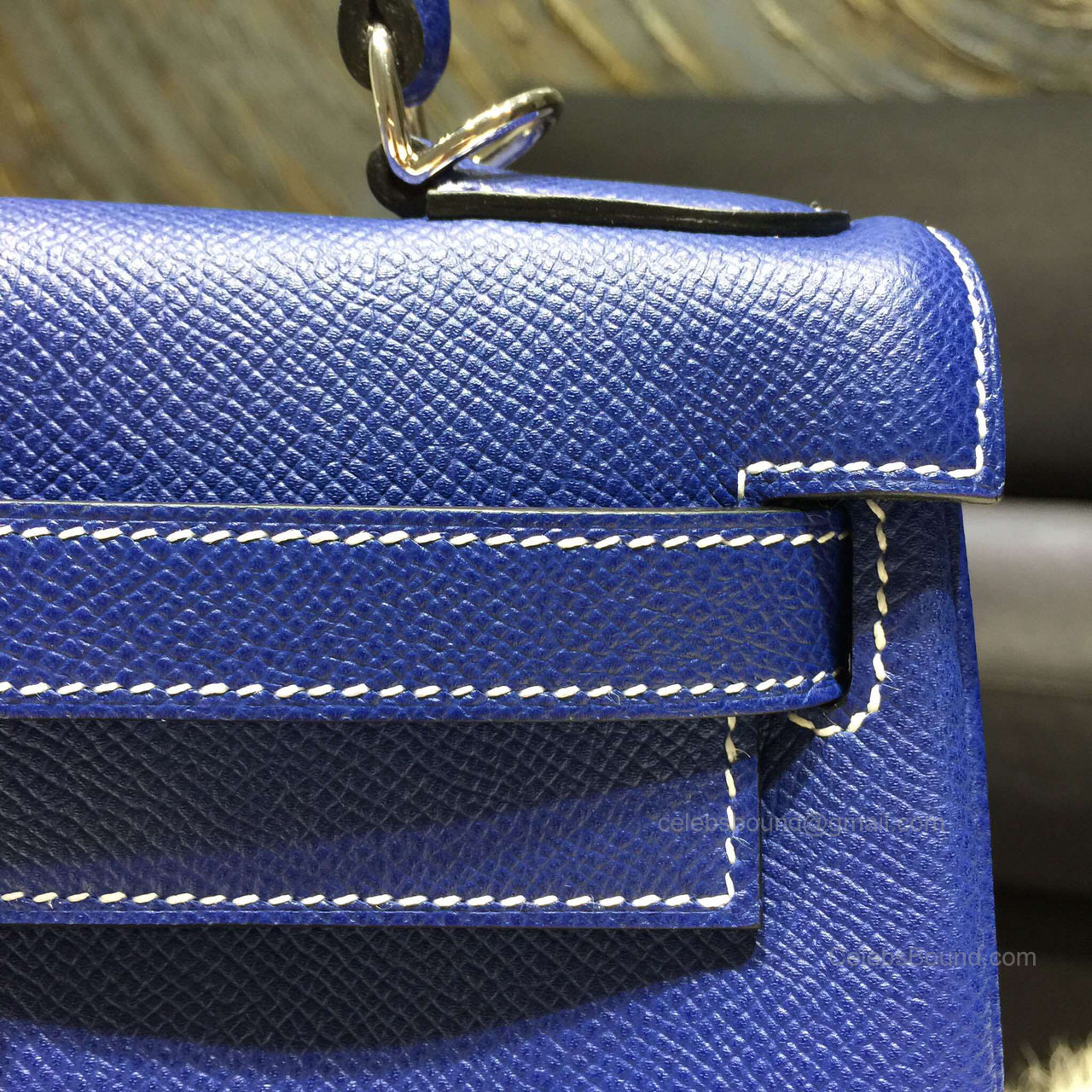 Hermes Kelly 28 Blue Electric 7T Epsom Leather Handstitched Silver hw