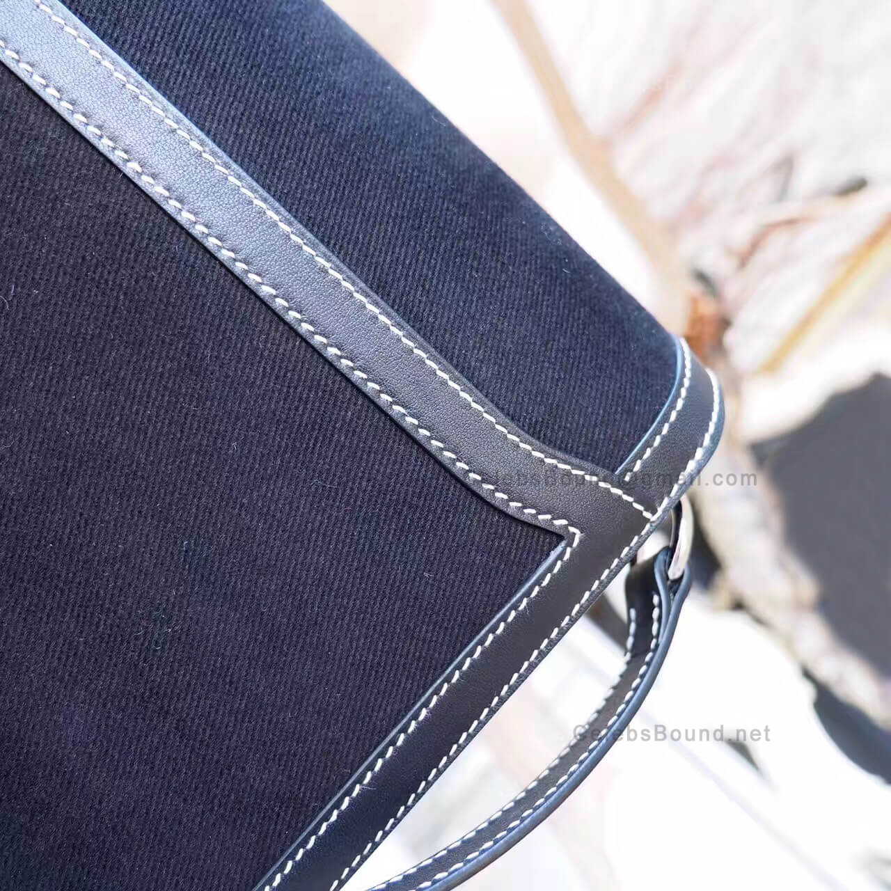 Hermes Roulis 23 Canvas Bag in ck89 Noir Evercolor PHW