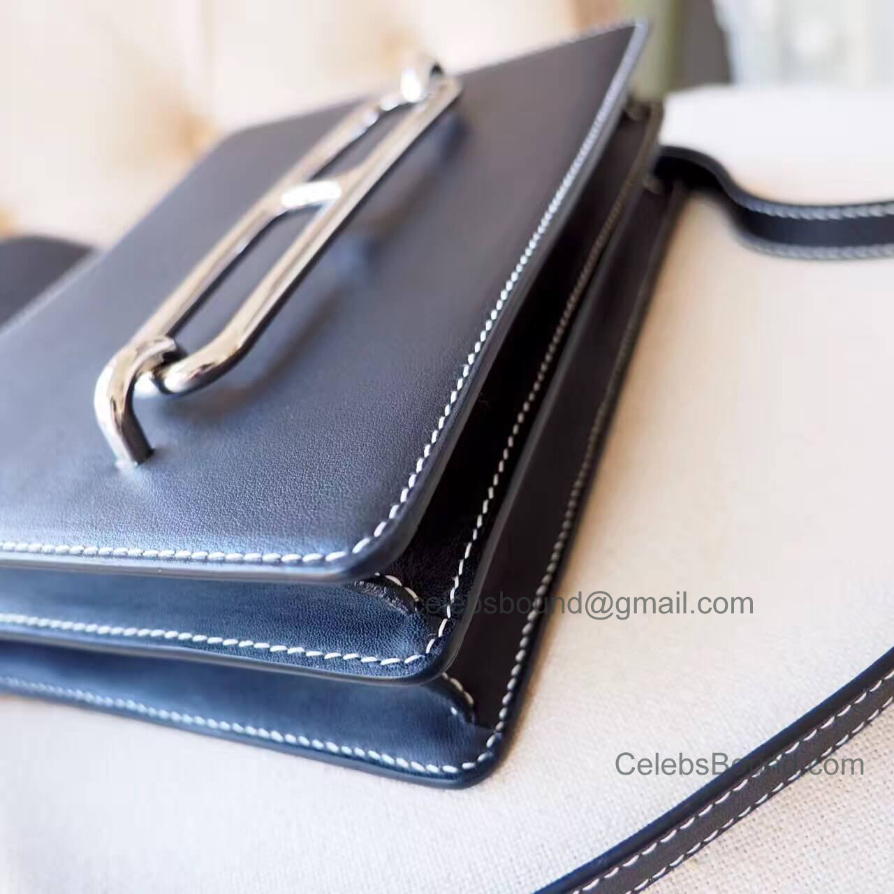 Hermes Roulis 23 Canvas Bag in ck89 Noir Evercolor PHW