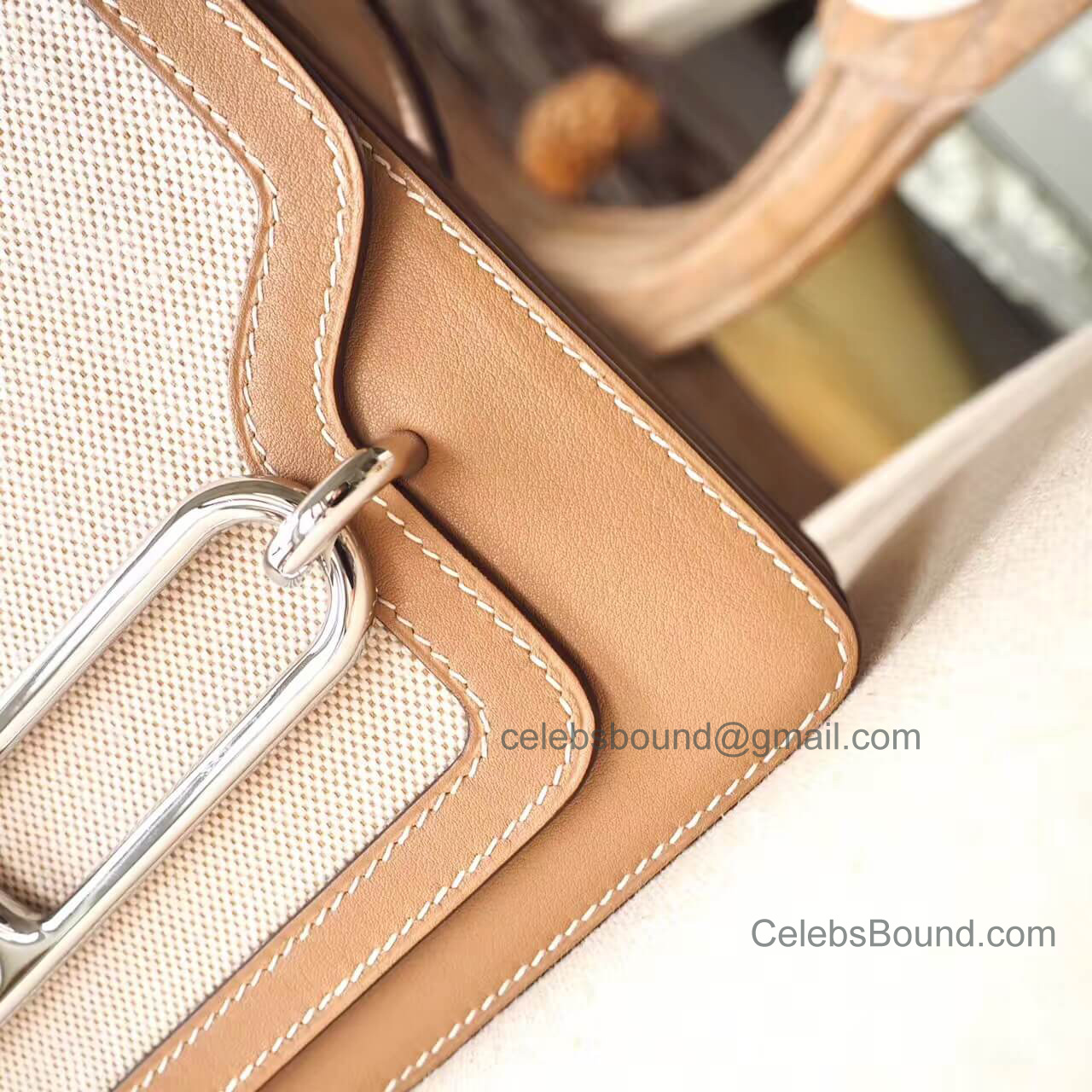 Hermes Roulis 23 Canvas Bag in ck24 Tabac Camel Evercolor PHW