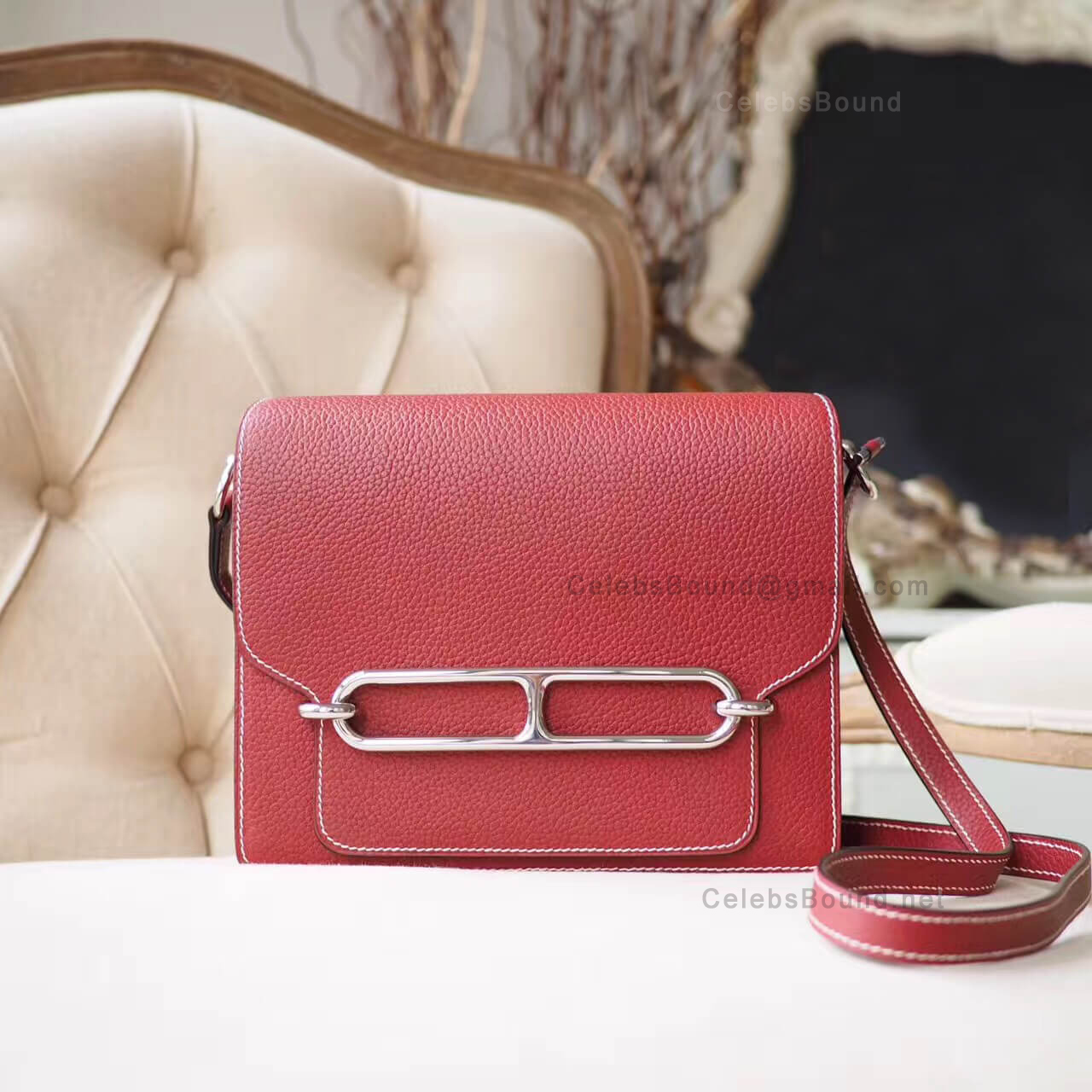 Hermes Roulis 23 Bag in k1 Rouge Grenade Clemence PHW