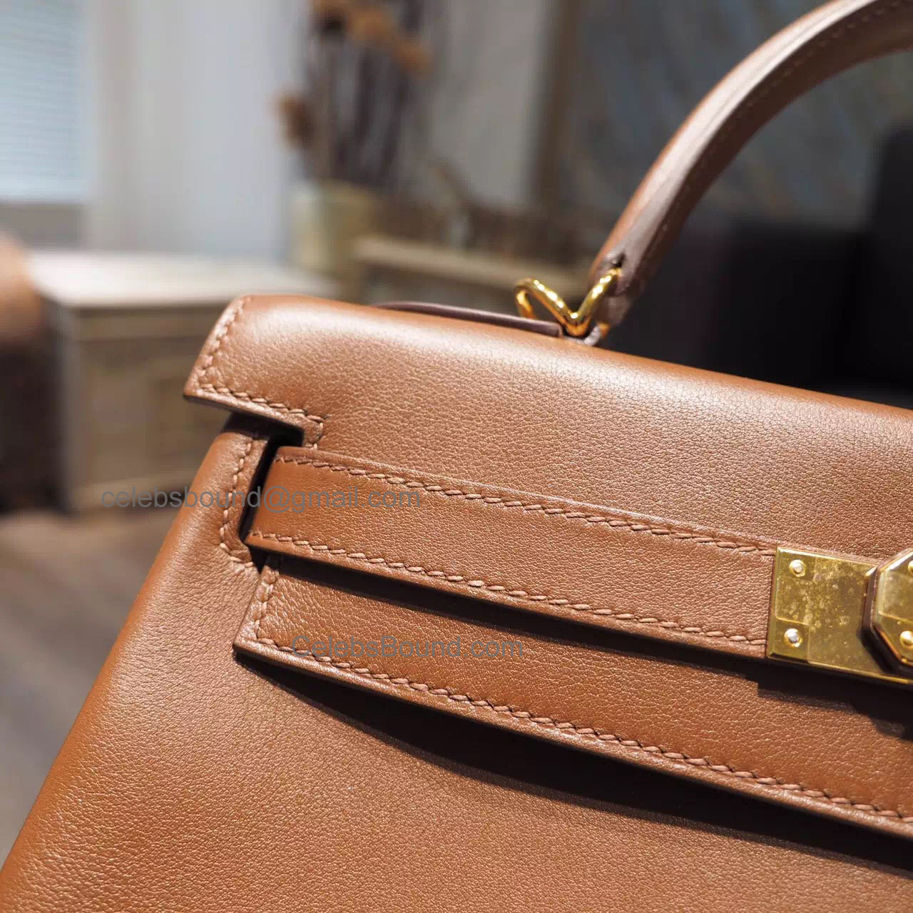 Best Copy Hermes Kelly 28 Handmade Bag in ck34 fauve Calfskin GHW
