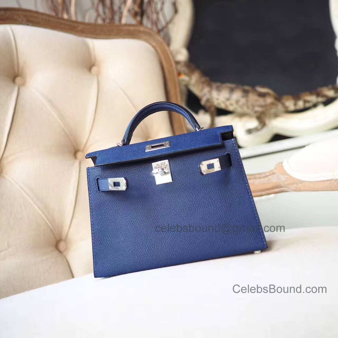 Hermes Mini Kelly 20 II Bag in ck73 Blue Saphir Epsom PHW