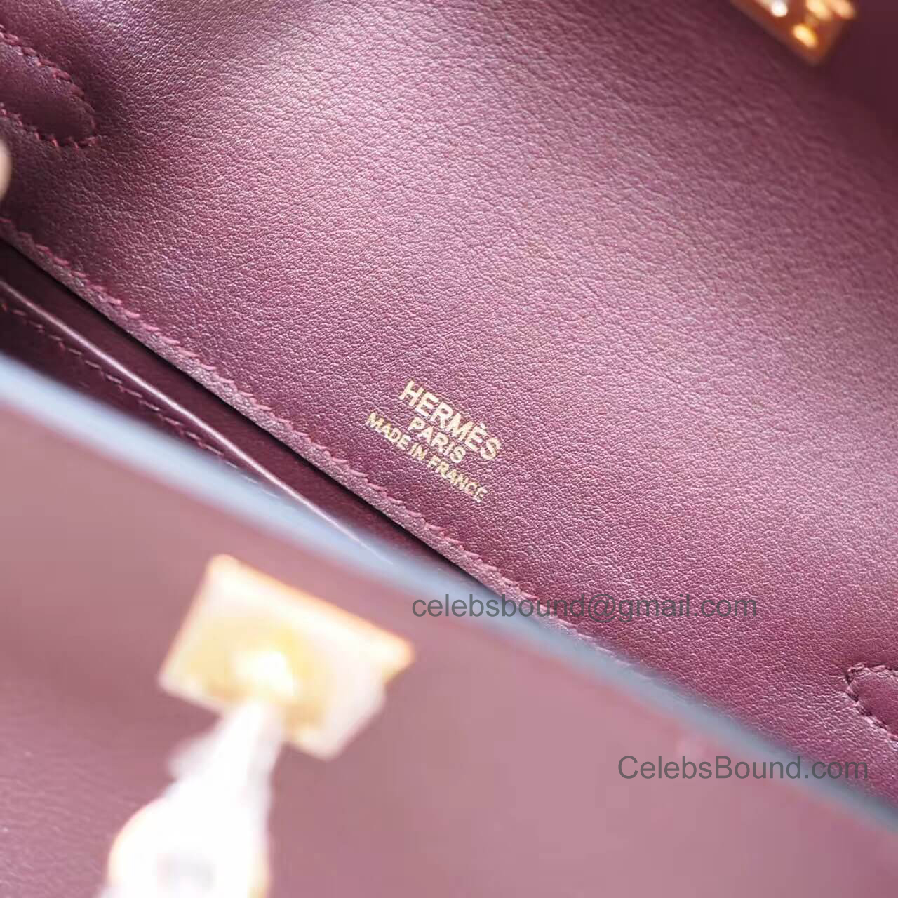 Hermes Mini Kelly 22 Pochette Bag in ck58 Prune Swift GHW